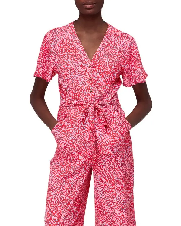 Whistles Diagonal Leopard Print Jumpsuit - Pink/multi