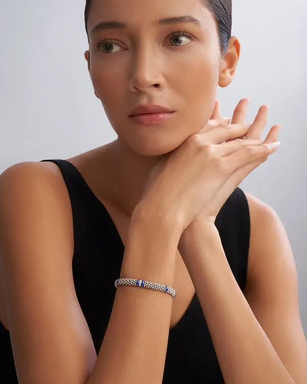 Lagos Diamond And Blue Caviar Bracelet - Blue/silver
