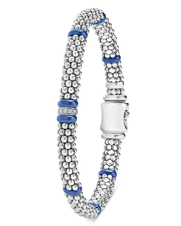 Lagos Diamond And Blue Caviar Bracelet - Blue/silver