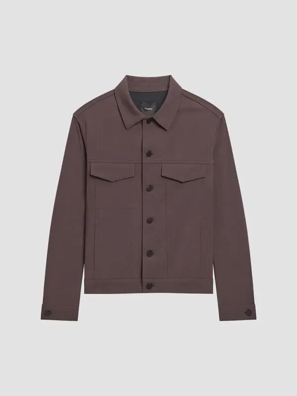 Theory River Neoteric Twill Trucker Jacket - Classic Brown