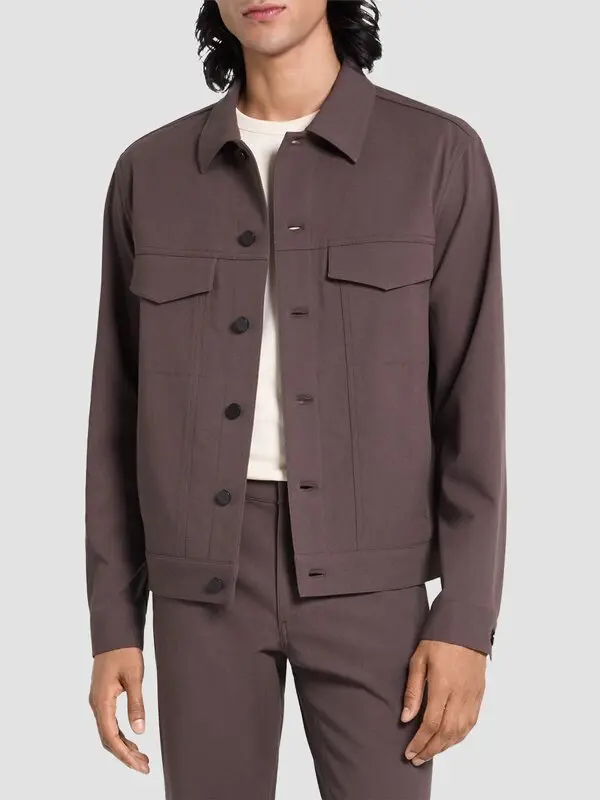 Theory River Neoteric Twill Trucker Jacket - Classic Brown