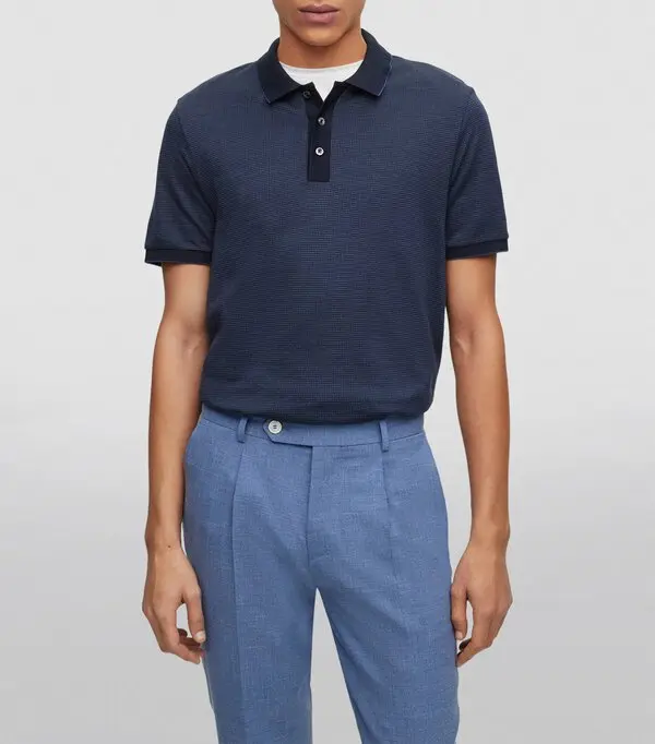 BOSS Cotton-silk Polo Shirt - Blue