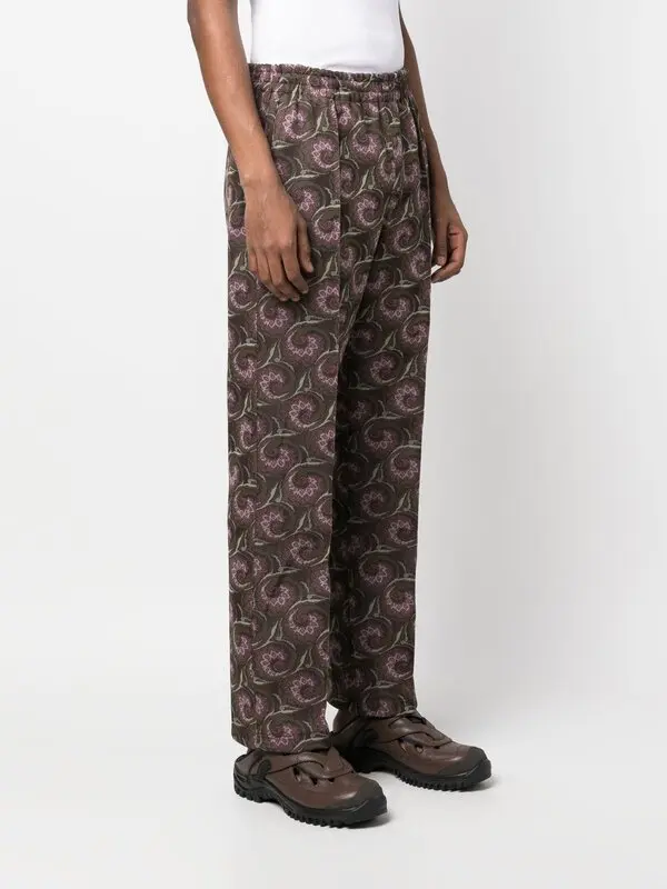 Needles Pintuck Graphic Print Trousers - Brown