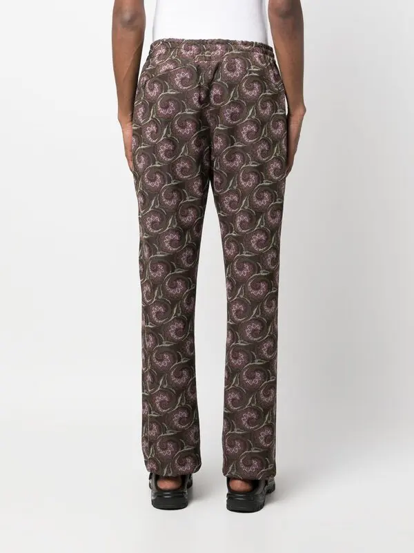 Needles Pintuck Graphic Print Trousers - Brown