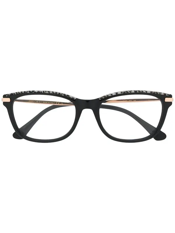 JIMMY CHOO Leopard Trim Glasses - Black
