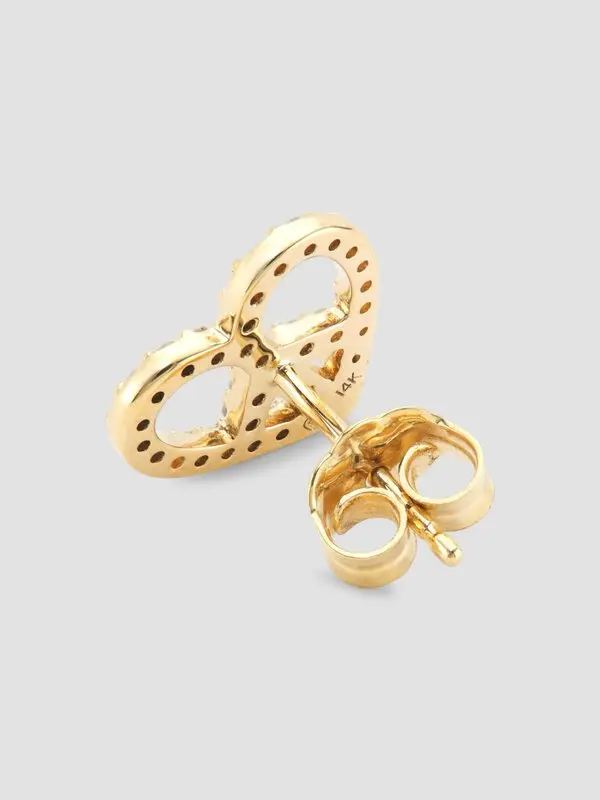 SYDNEY EVAN Psychedelic Grooves 14k Yellow & 0.01 Tcw Diamond Heart Peace Sign Stud Earring