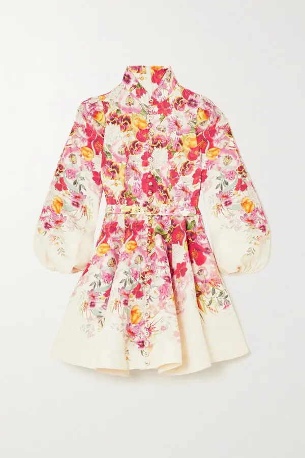 chinese dress ladies Zimmermann August Belted Floral-Print Linen Mini – Renascence Studio