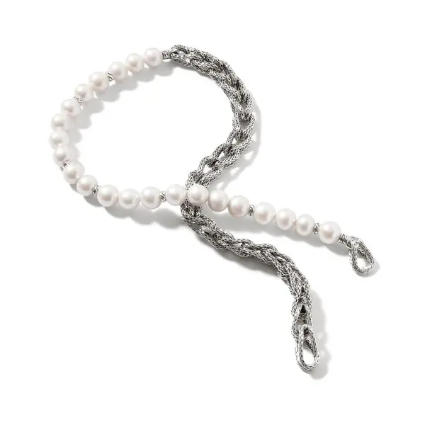 John Hardy Surf Link Necklace With 10.5mm Pearls
