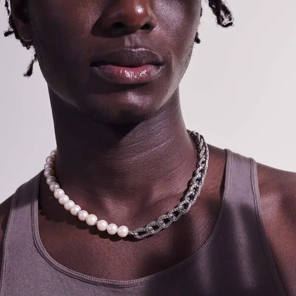 John Hardy Surf Link Necklace With 10.5mm Pearls