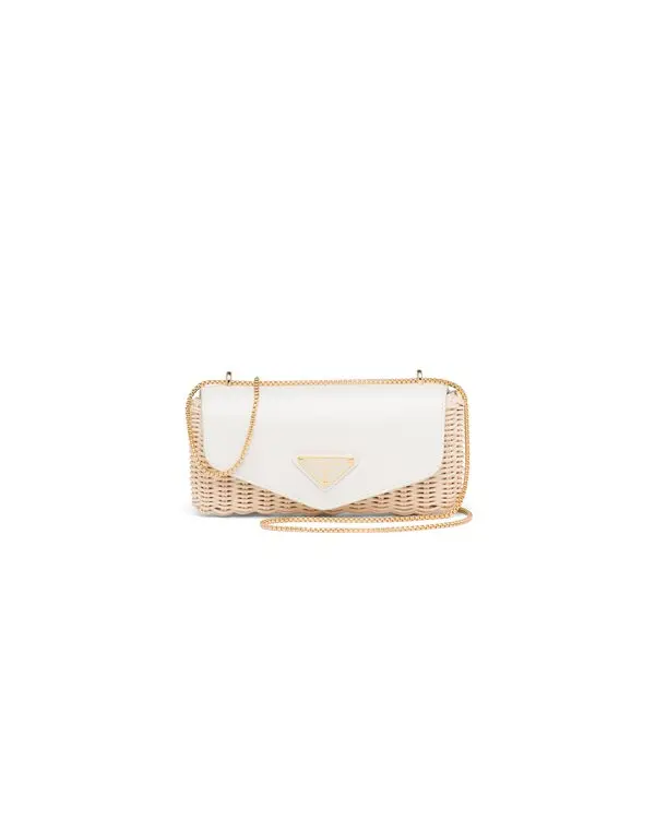 Prada Wicker And Leather Mini Bag - Neutral