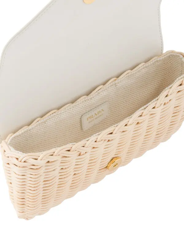 Prada Wicker And Leather Mini Bag - Neutral