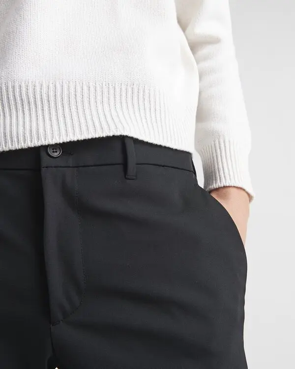 Prada Techno Stretch Slim Fit Trousers - Black
