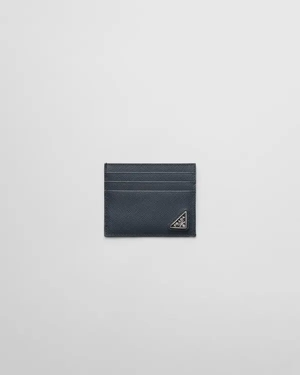 Prada Saffiano Leather Card Holder - Baltic Blue