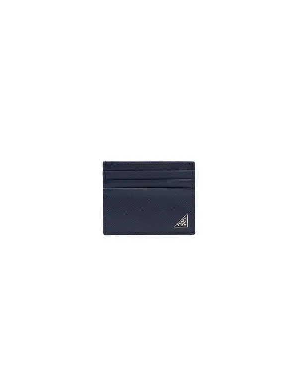Prada Saffiano Leather Card Holder - Blue