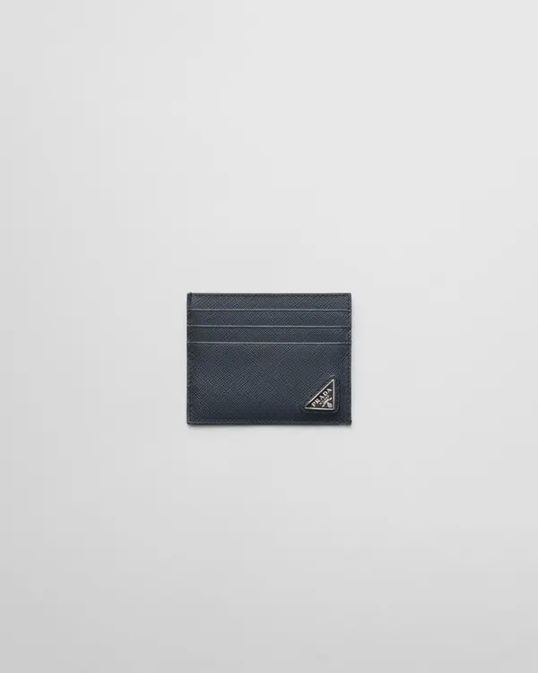 Prada Saffiano Leather Card Holder - Blue