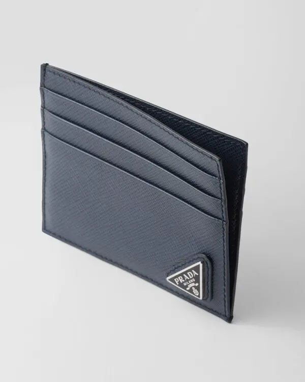 Prada Saffiano Leather Card Holder - Blue