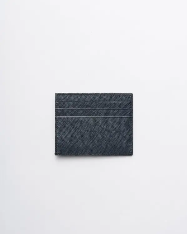 Prada Saffiano Leather Card Holder - Blue