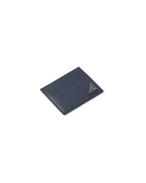 Prada Saffiano Leather Card Holder - Blue