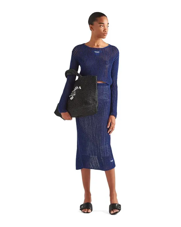 Prada Crochet Tote Bag - Black