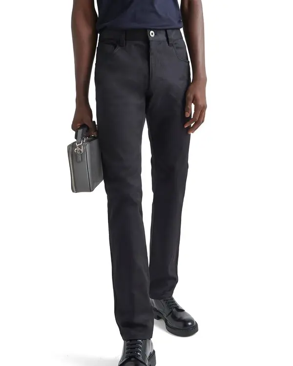 Prada Five-pocket Stretch Drill Tapered Jeans - Black