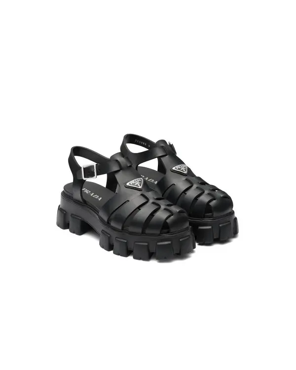 Prada Monolith Rubber Sandals - Black