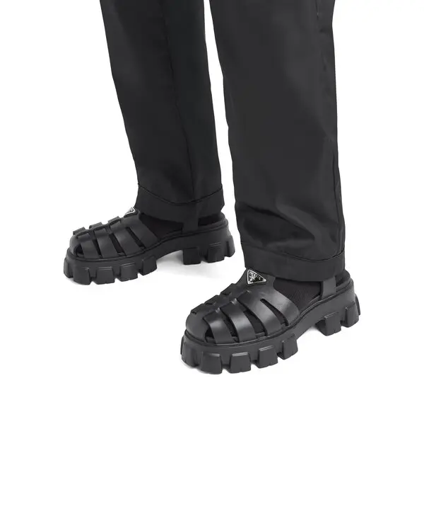 Prada Monolith Rubber Sandals - Black