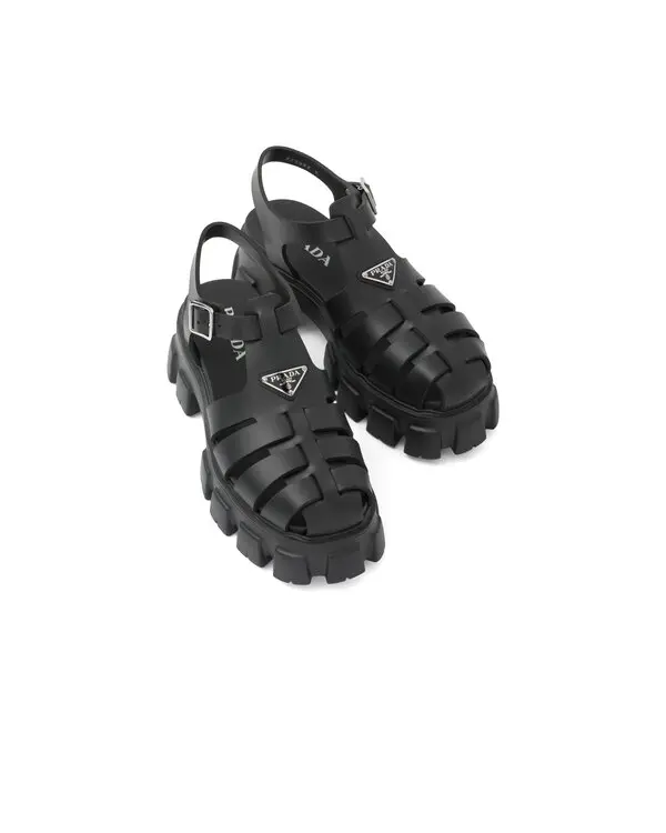 Prada Monolith Rubber Sandals - Black