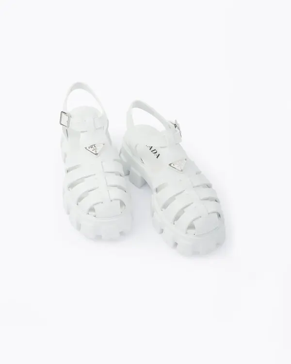 Prada Monolith Rubber Sandals - White | Editorialist display picture 2
