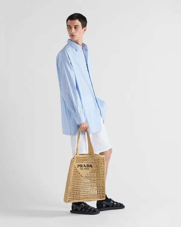 Prada Crochet Tote Bag With Logo