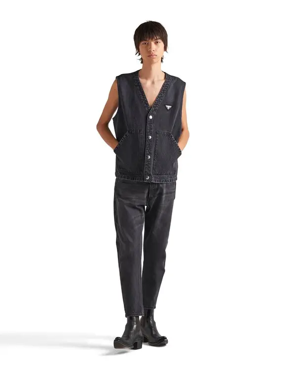 Prada Five-Pocket Denim Jeans - Black | Editorialist