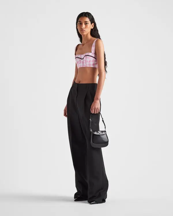 Prada Gingham Check Bralette Top - Pink/Black | Editorialist