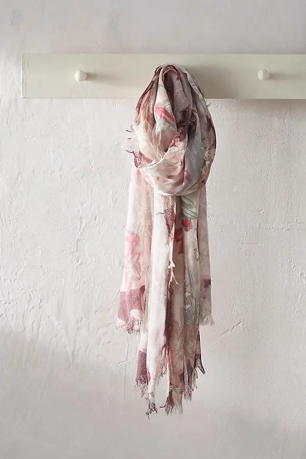 ELIZABETH GILLETT Amaryllis Floral Scarf - Pink