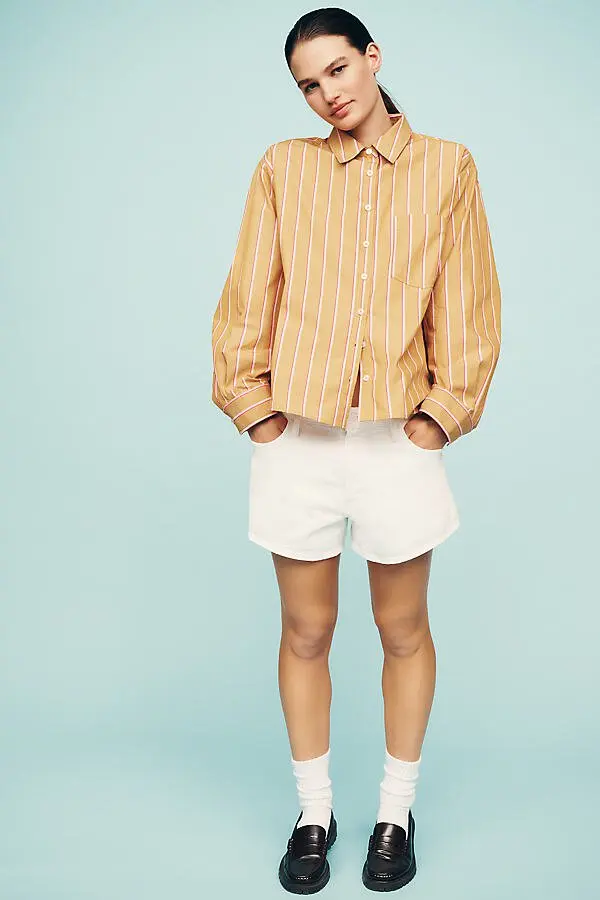 AGOLDE Parker Long Denim Shorts - Marshmallow
