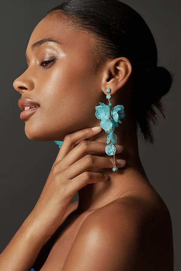 Anthropologie Blossom Drop Earrings - Aqua