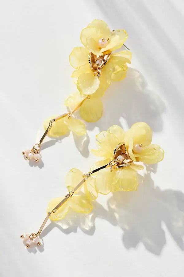 Anthropologie Blossom Drop Earrings - Chartreuse