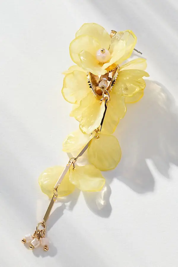 Anthropologie Blossom Drop Earrings - Chartreuse