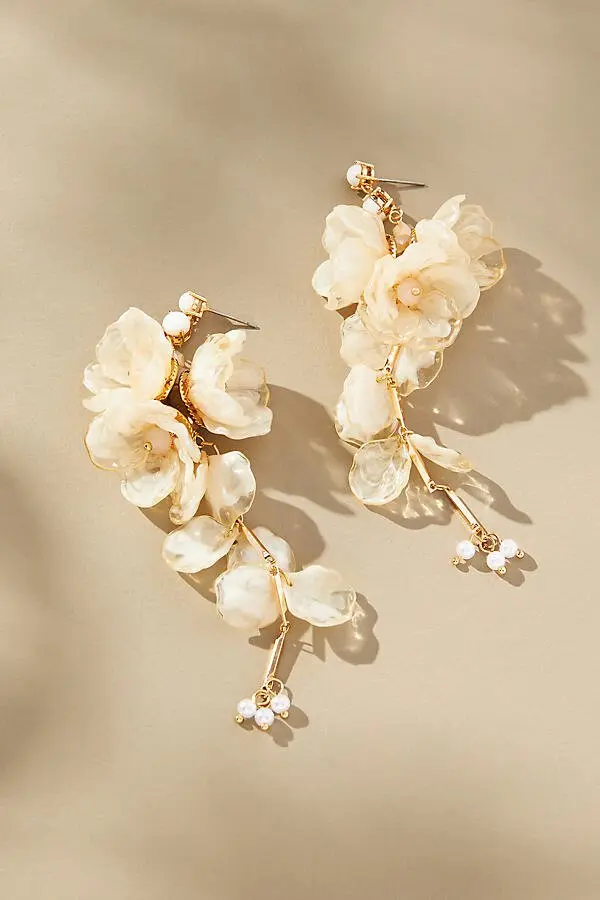 Anthropologie Blossom Drop Earrings - Cream