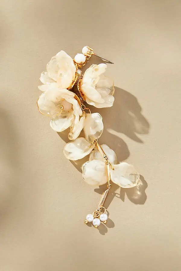 Anthropologie Blossom Drop Earrings - Cream