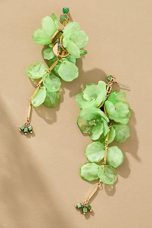 Anthropologie Blossom Drop Earrings - Light Green