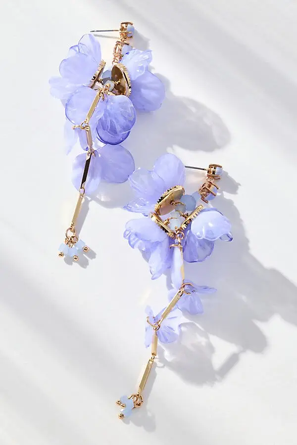 Anthropologie Blossom Drop Earrings - Periwinkle