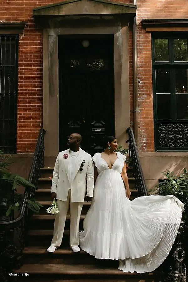 Bhldn Valerie Pleated Satin Wedding Gown