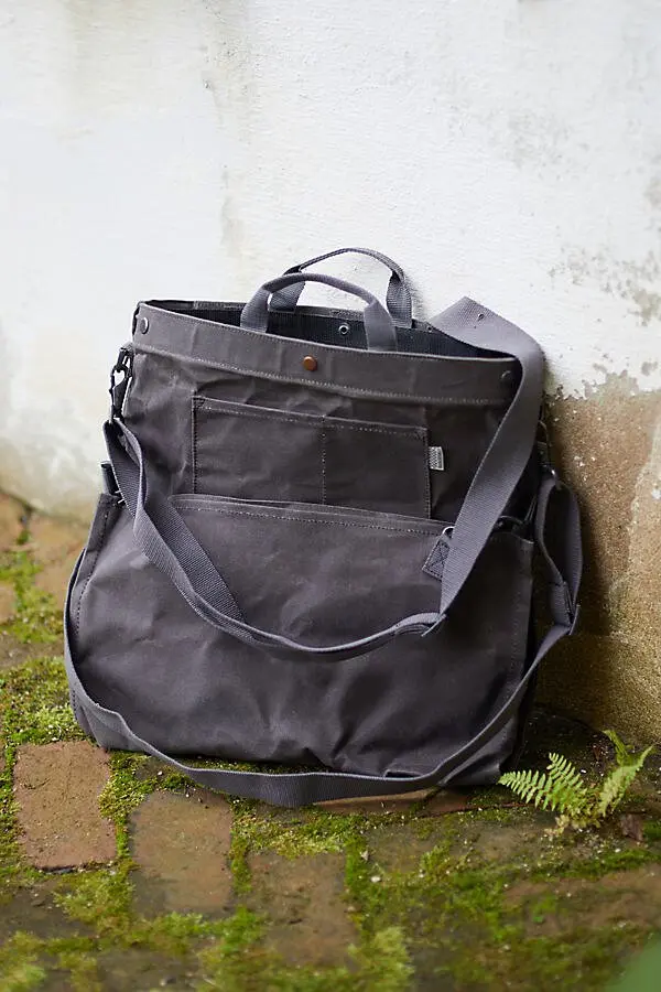 BAREBONES Waxed Canvas Gathering Bag - Grey