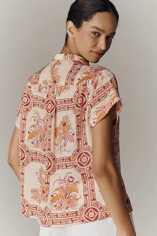 Anthropologie Brenna Short-sleeve Printed Shirt