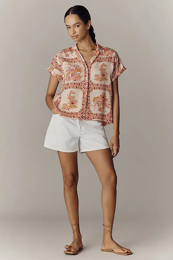 Anthropologie Brenna Short-sleeve Printed Shirt