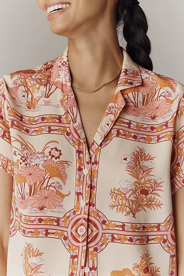 Anthropologie Brenna Short-sleeve Printed Shirt
