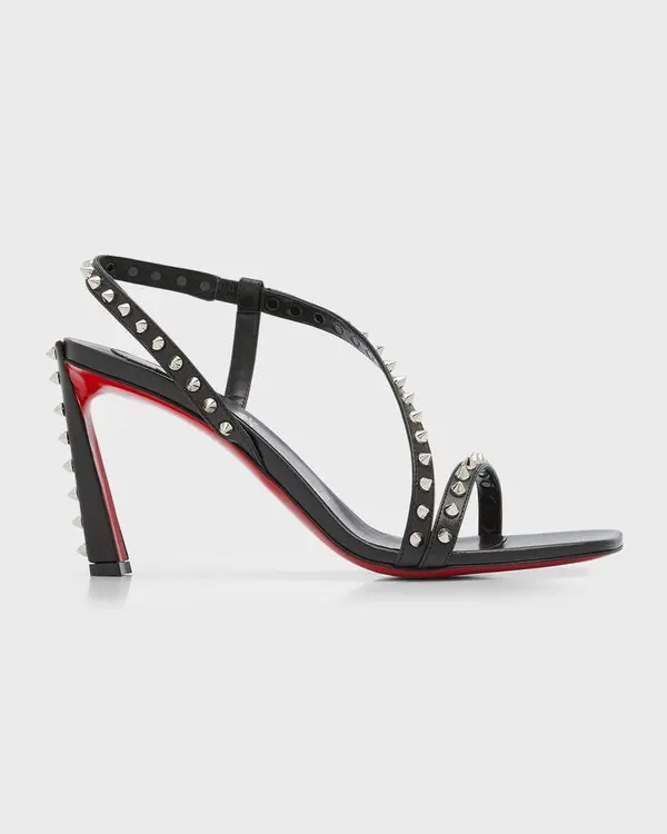 Christian Louboutin Rosa Spike Slingback Red Sole Sandals Black