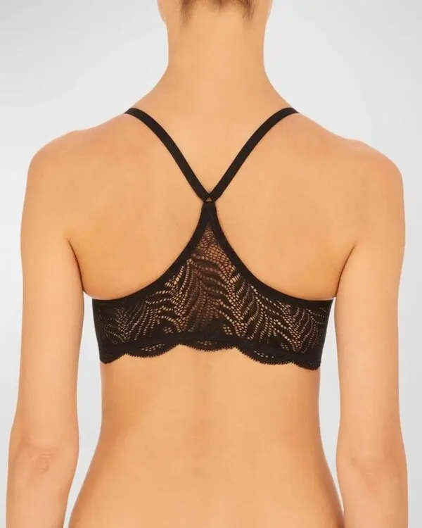 Natori Lush Lace-back Front-closure Contour Bra - Black
