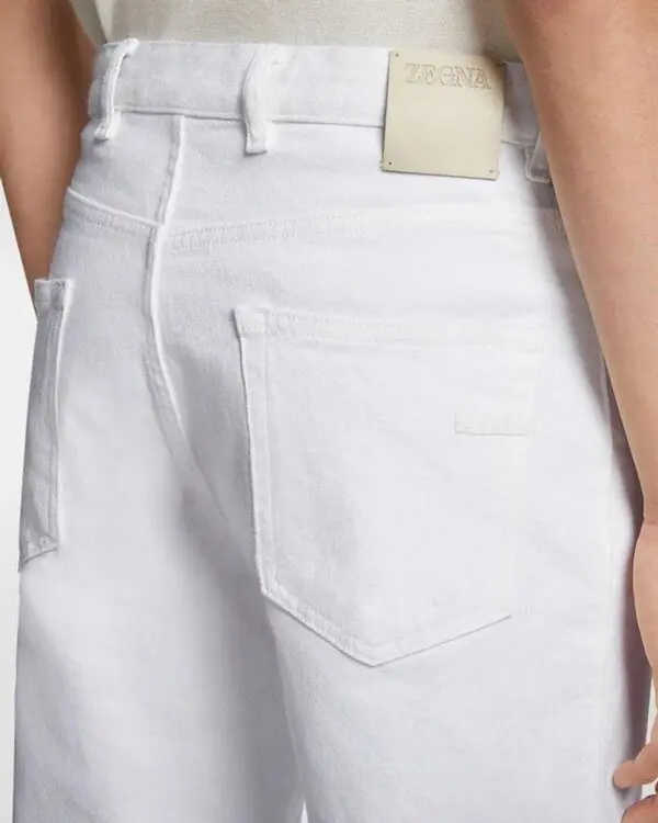 Zegna Straight Leg 5-pocket Denim Pants - White Solid