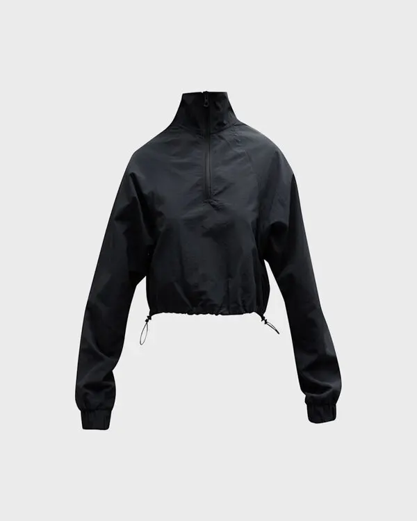 Alo Yoga Cropped 1/4 Zip Alumni Pullover - Black | Editorialist