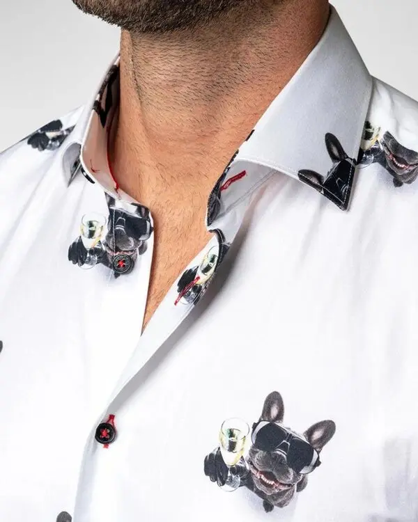 MACEOO Apos;s Fibonacci Dog Champagne Sport Shirt - White